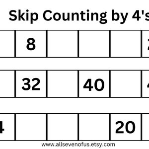 Skip Counting by 4's - Etsy