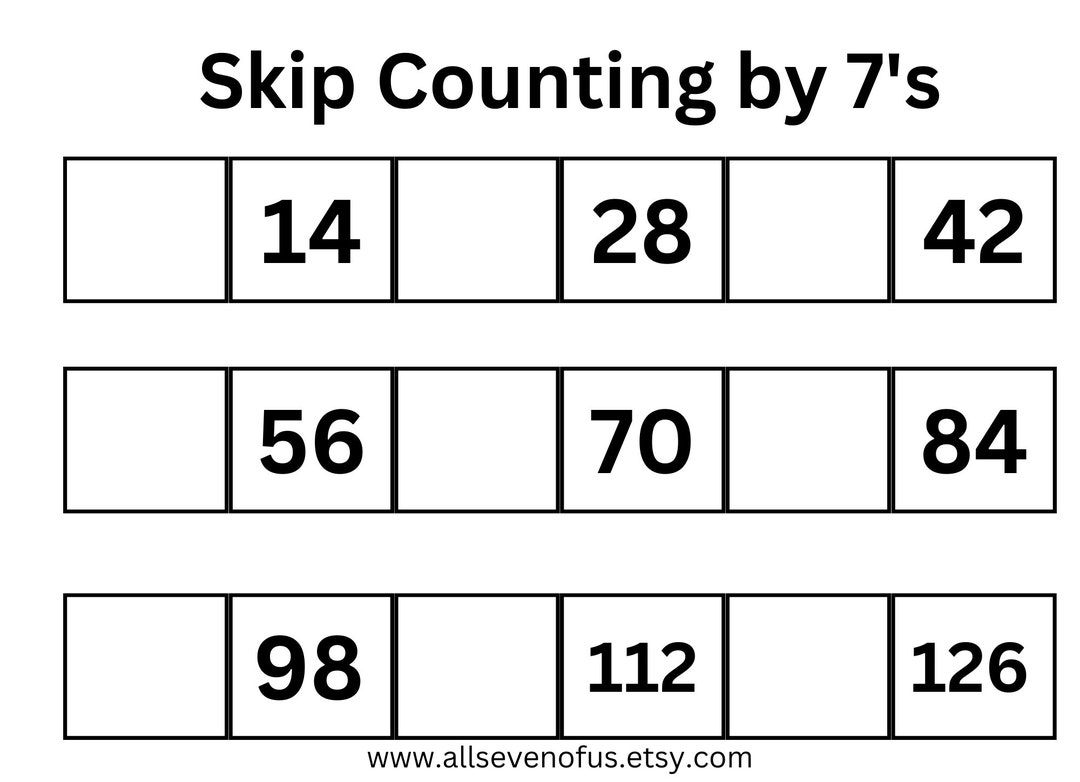 Skip Counting by 7's - Etsy