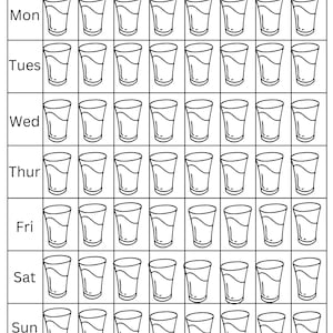 Water Drinking Chart. How Many Glasses Can You Drink?, Water Tracker - Etsy