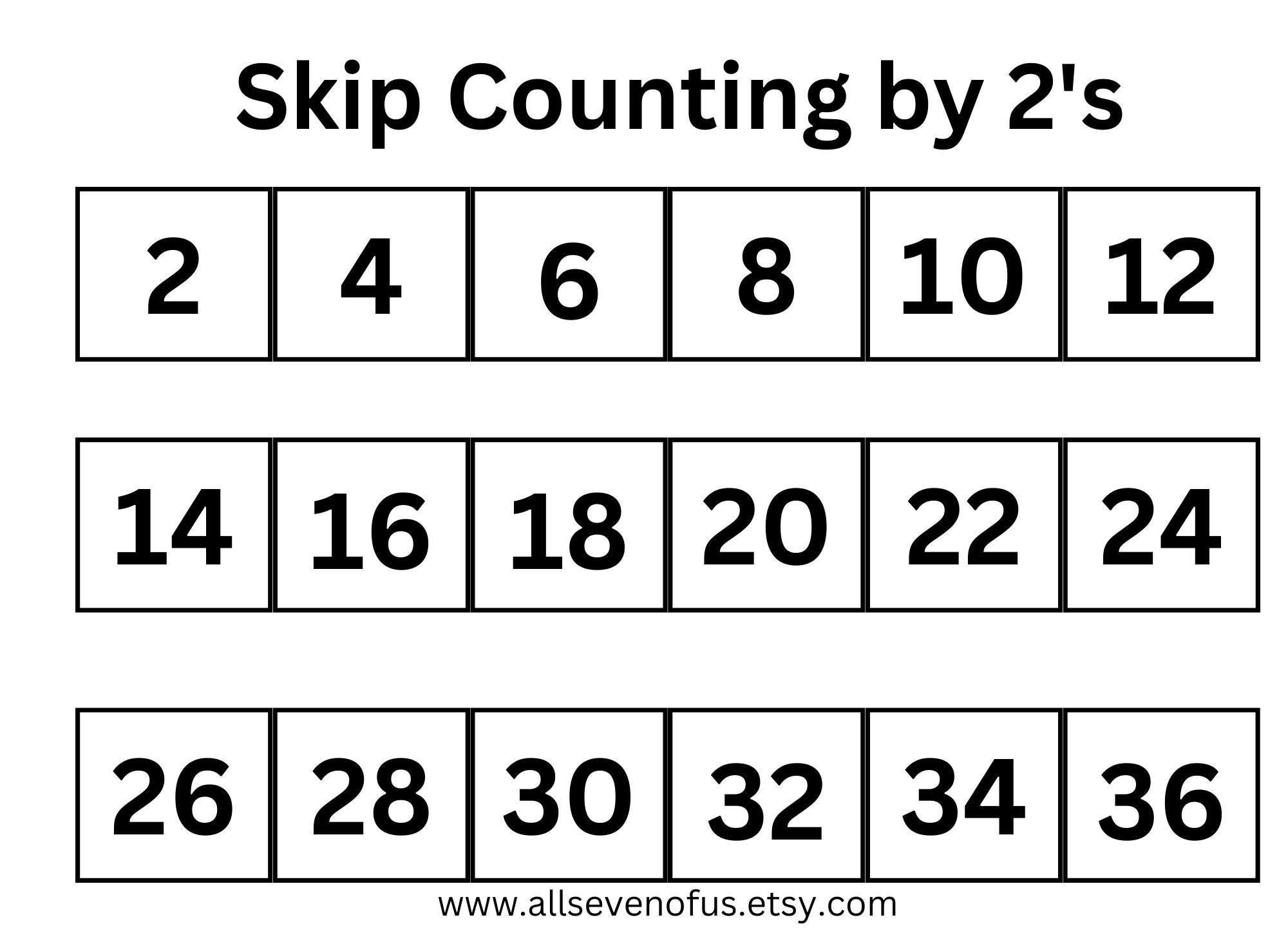 Skip Counting by 2's - Etsy