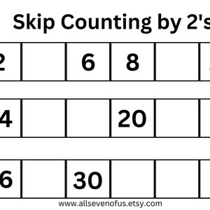 Skip Counting by 2's - Etsy