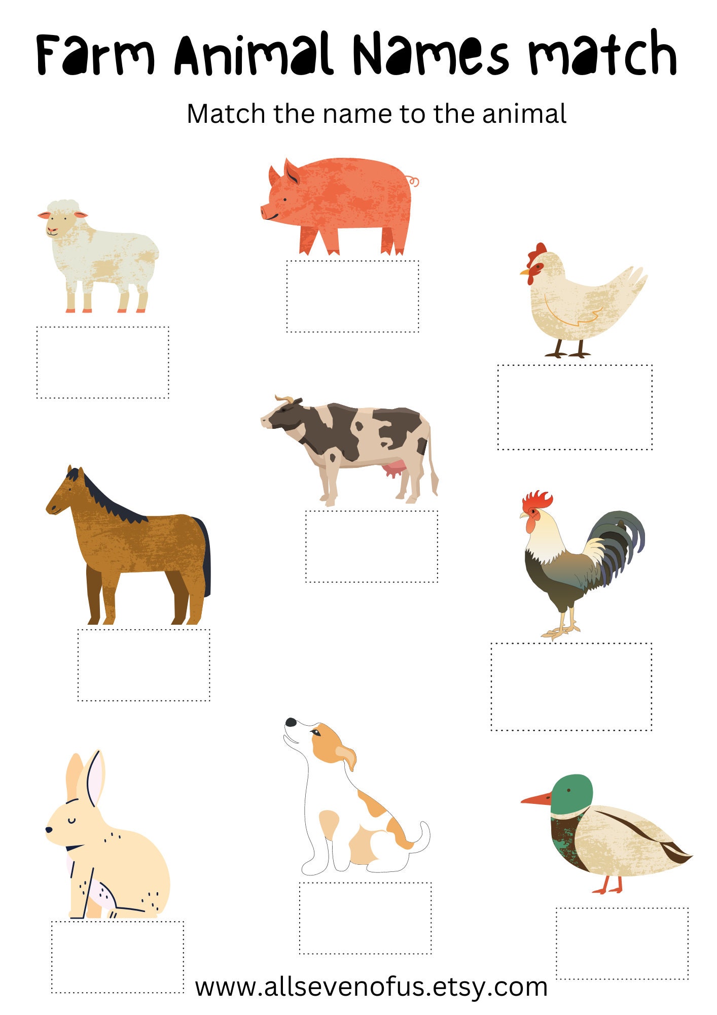 Farm Animal Worksheets - Etsy