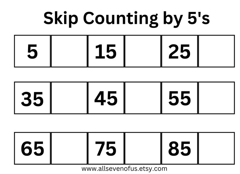 Skip Counting by 5's - Etsy