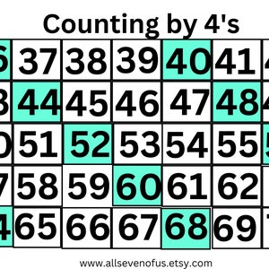 Skip Counting by 4's - Etsy