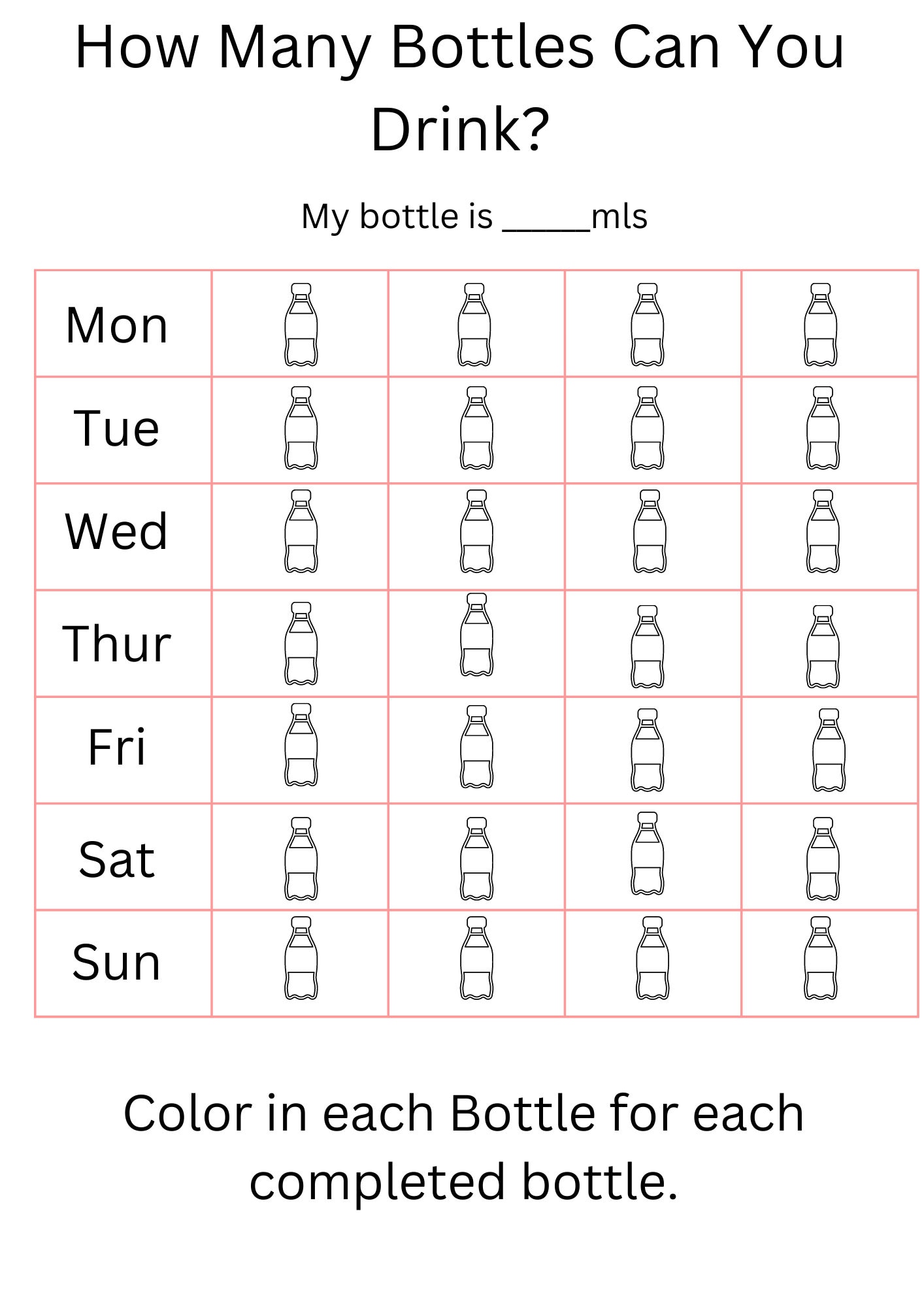 Water Drinking Chart. How Many Glasses Can You Drink?, Water Tracker - Etsy