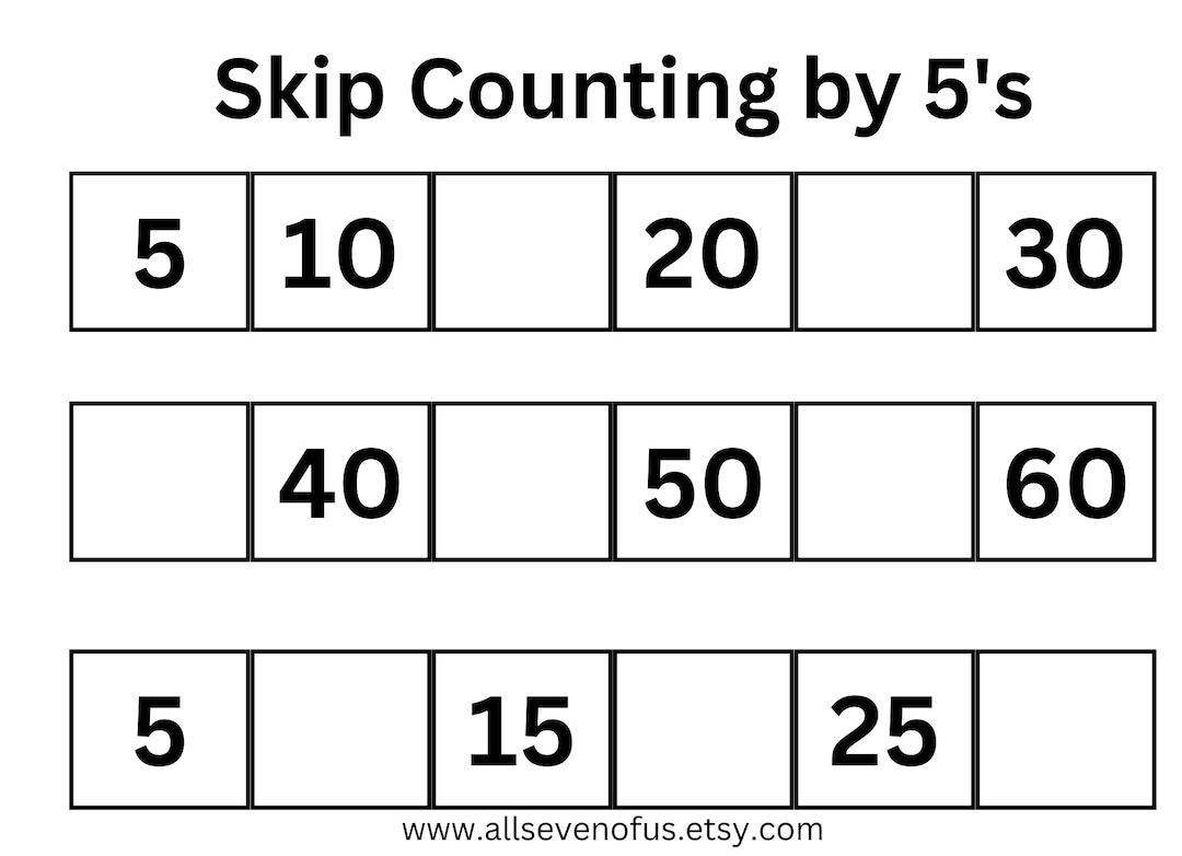 Skip Counting by 5's - Etsy