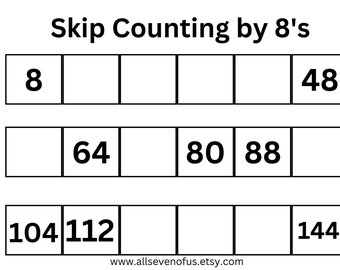 Skip Counting Number Display Numbers and Its (Instant Download) - Etsy
