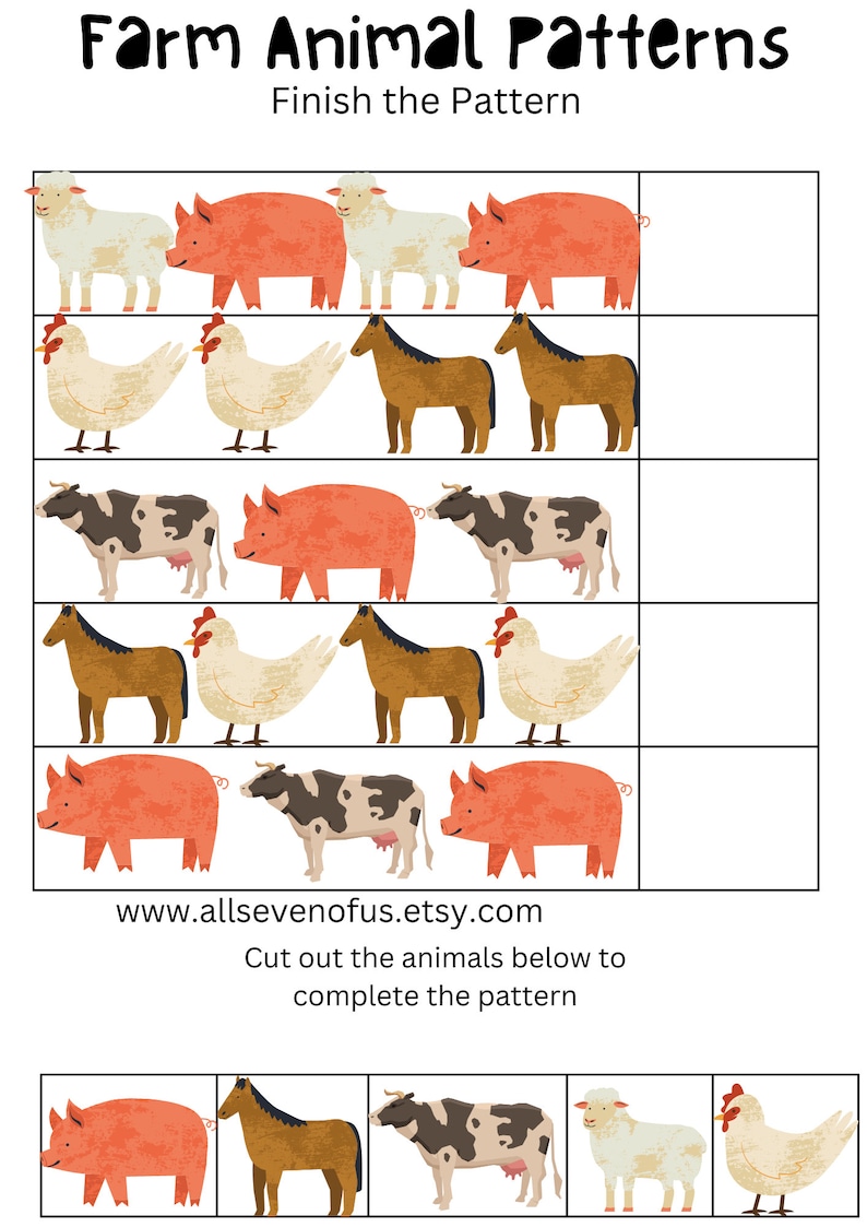 Farm Animal Worksheets - Etsy