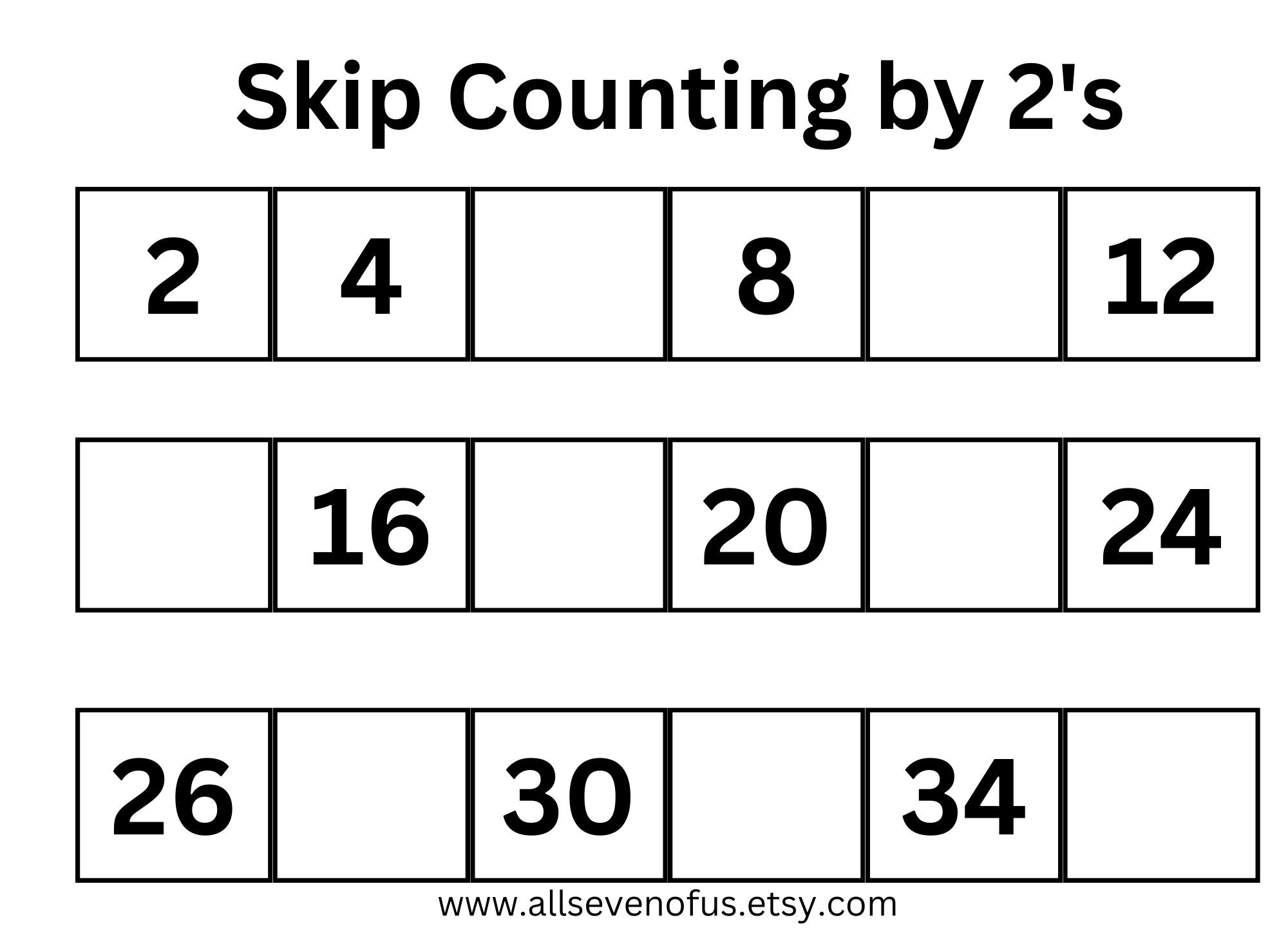 Skip Counting by 2's - Etsy