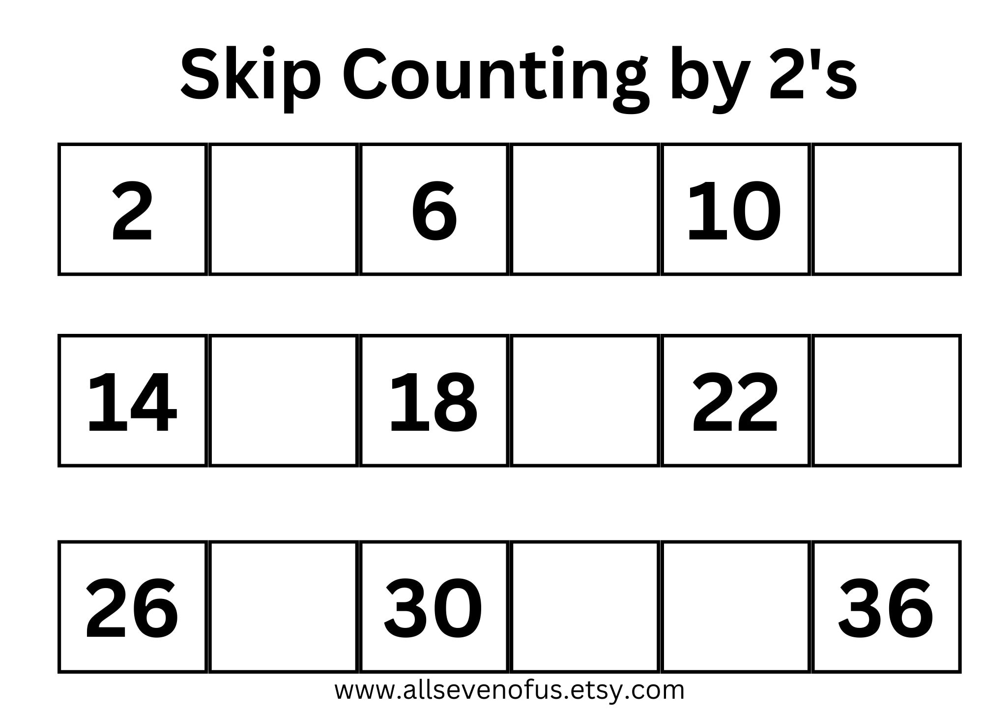 Skip Counting by 2's - Etsy