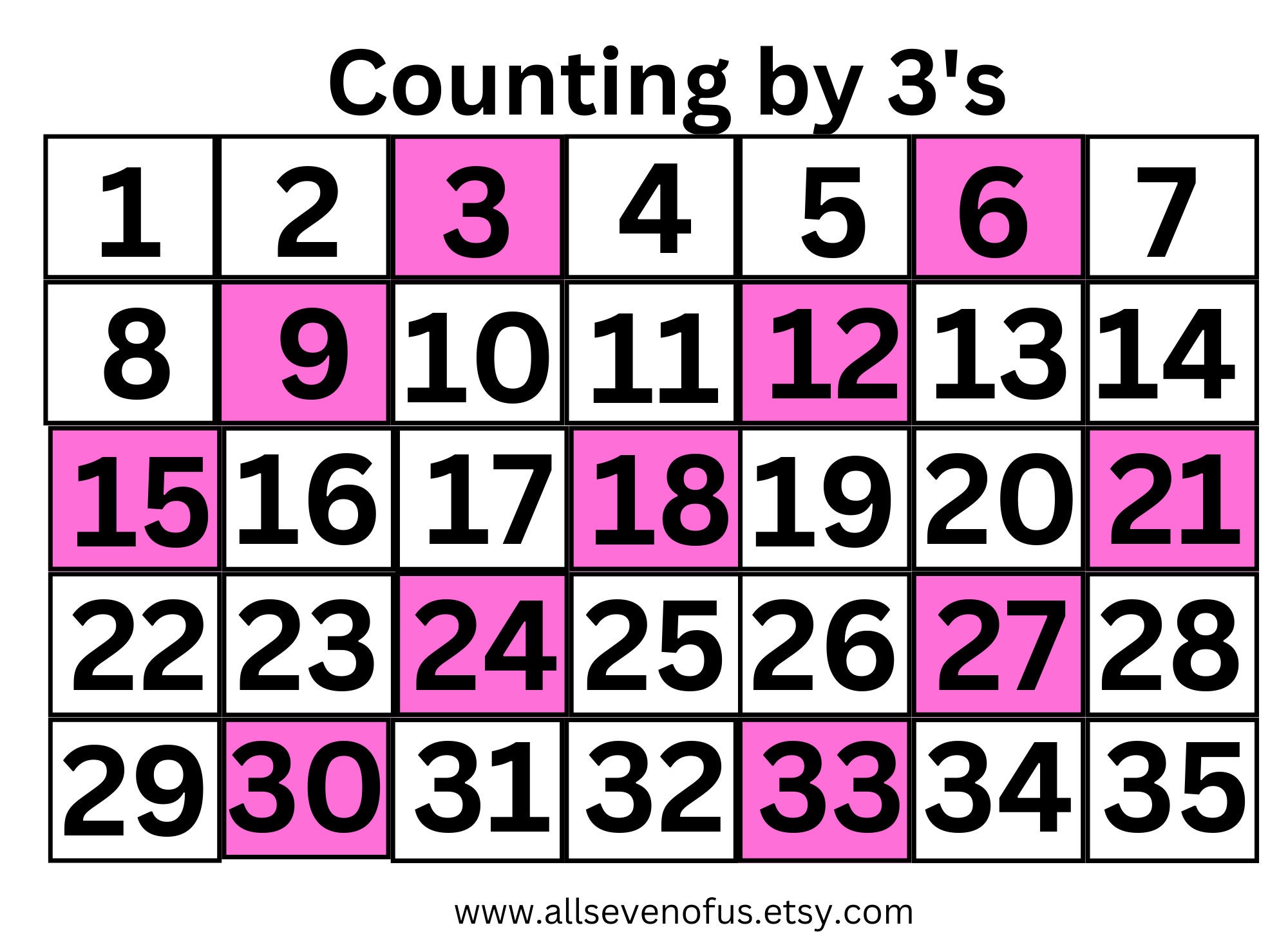 Skip Counting by 3's - Etsy
