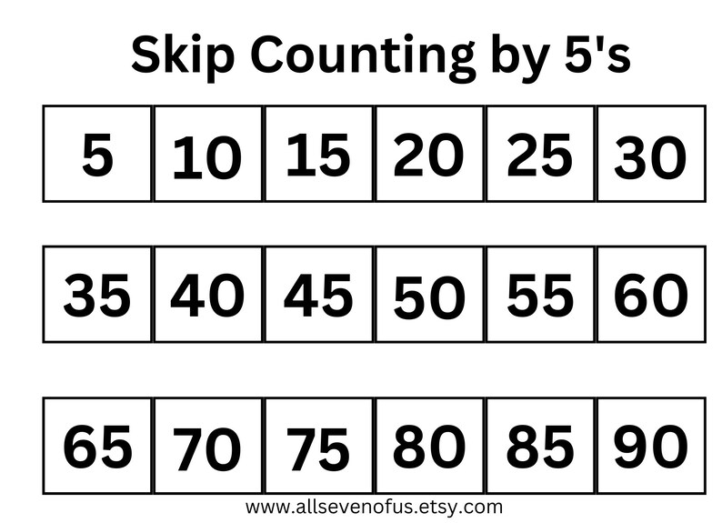 Skip Counting by 5's - Etsy