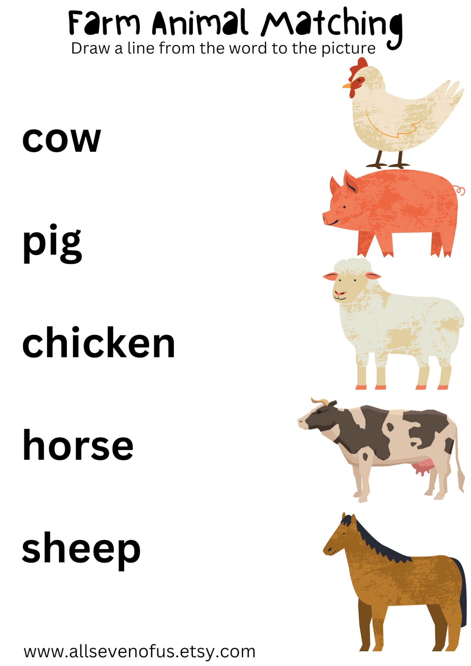 Farm Animal Worksheets - Etsy
