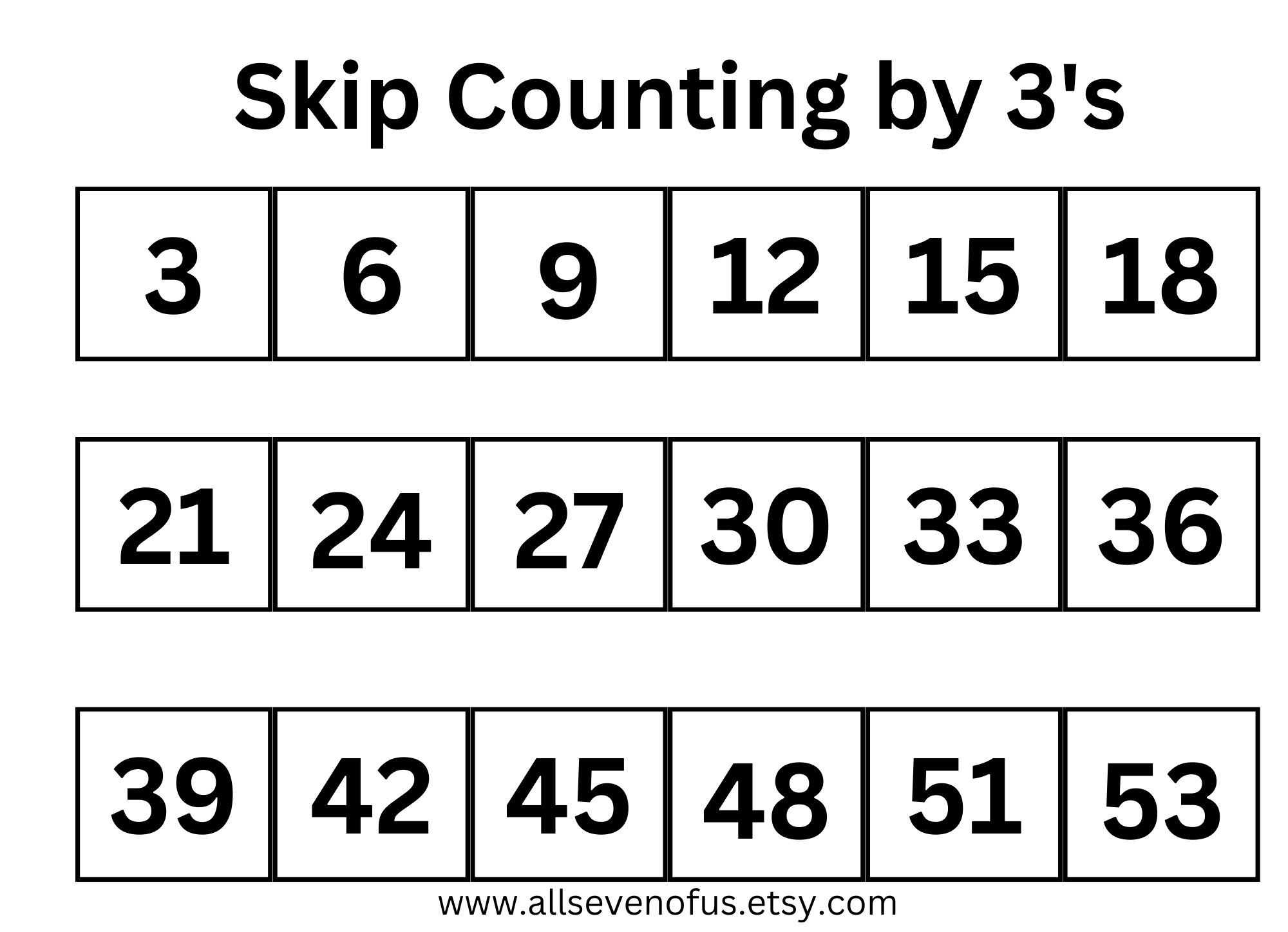 Skip Counting by 3's - Etsy