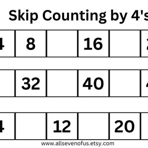 Skip Counting by 4's - Etsy