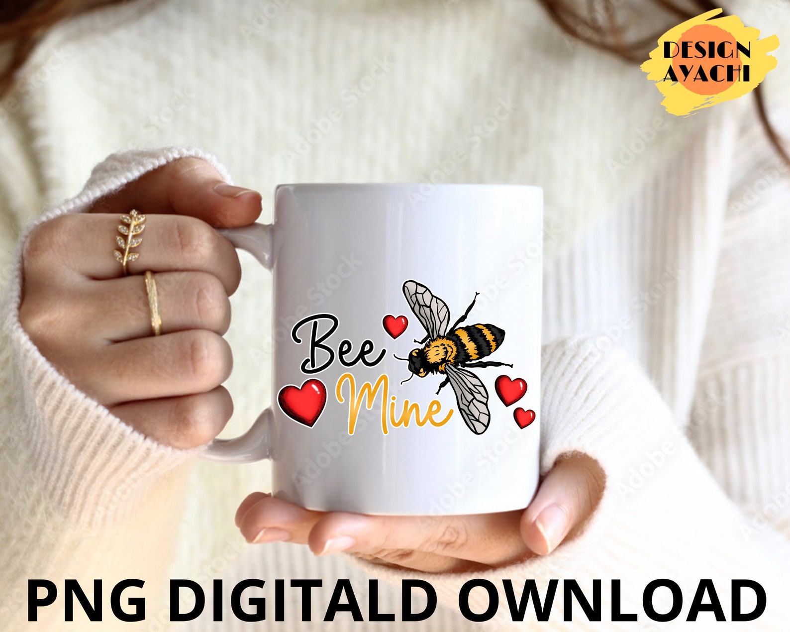 Bee Mine PNG Valentine Bee Png, Bee Surrounded by Dainty Hearts ...