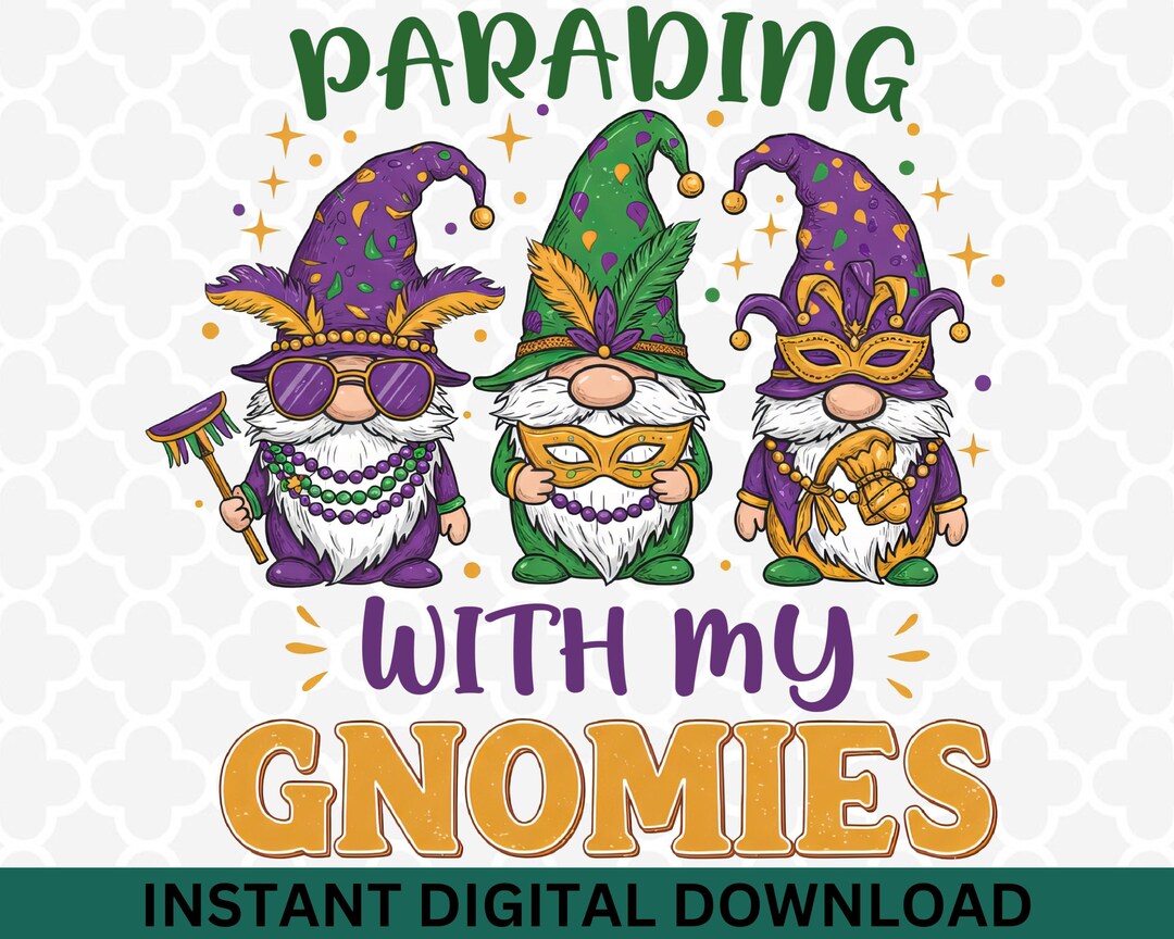 Parading With My Gnomies PNG - Happy Mardi Gras Png, Mardi Gras Gnomes ...