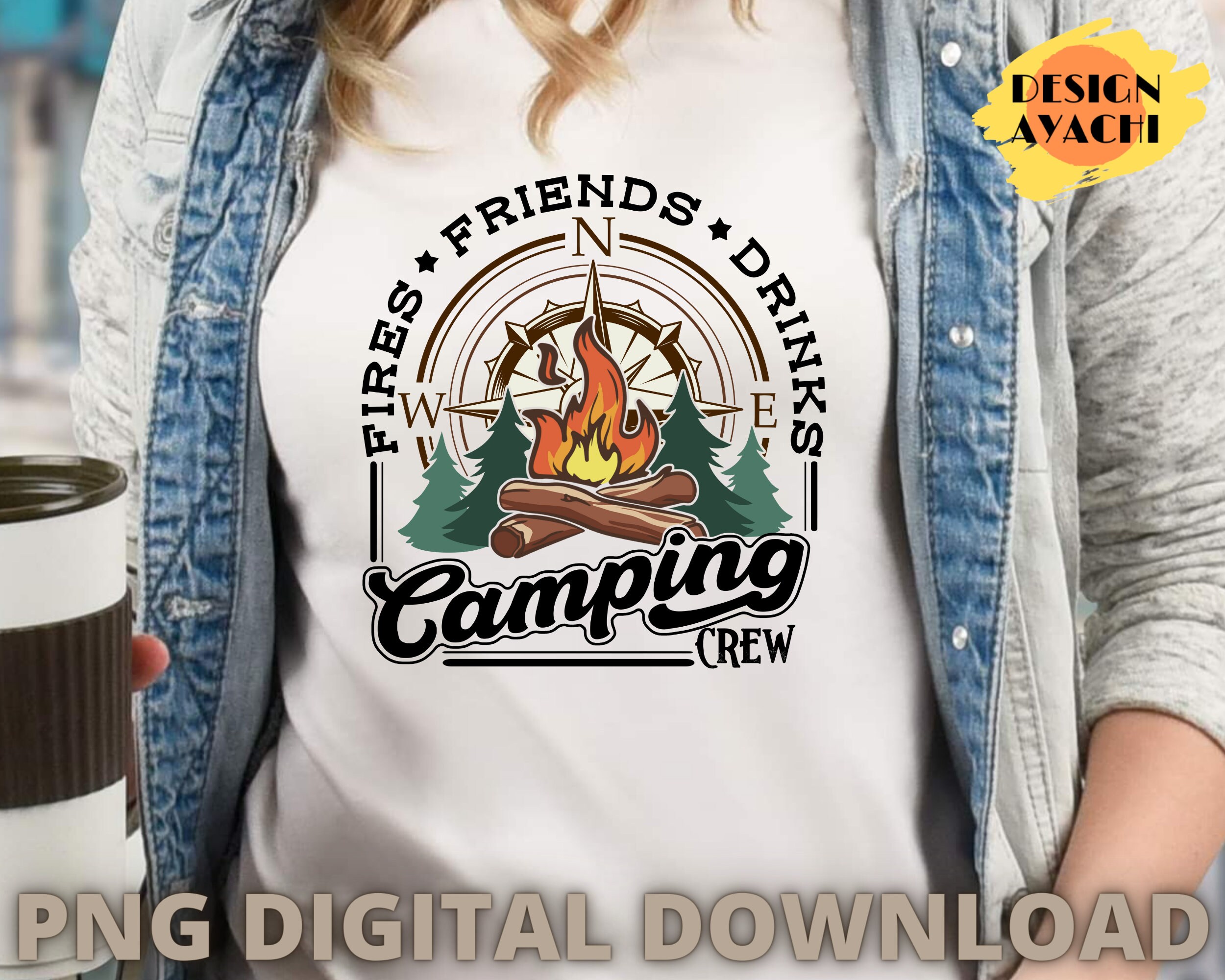 Fires Friends Drinks Camping Crew PNG Camping Crew Png, Campfire ...