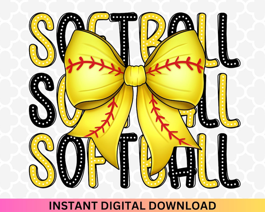 Softball Coquette Bow PNG: Brushstroke Design (digital Download) - Etsy