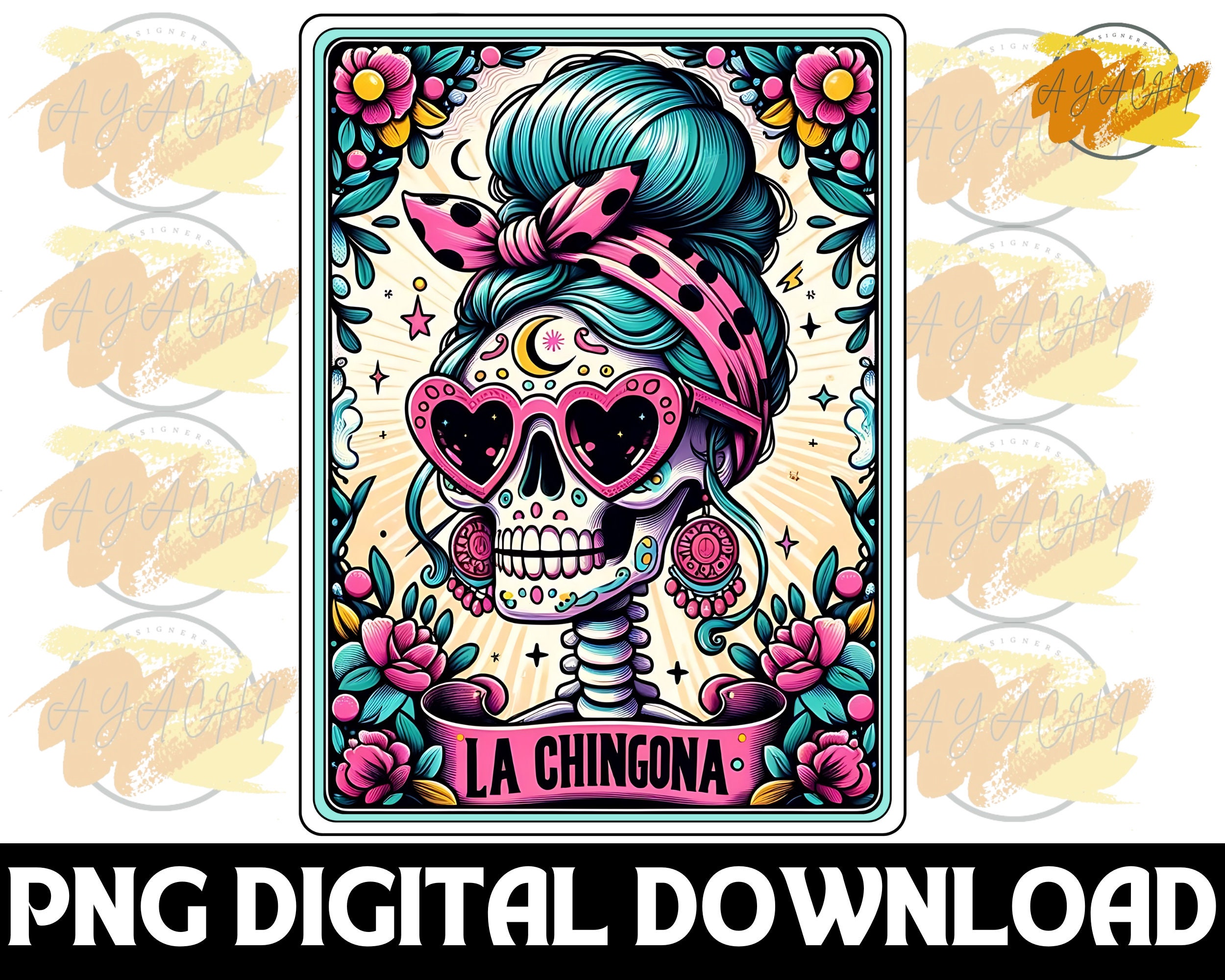 La Chingona Tarot Card PNG: Funny Mexican Catrina Skull (digital ...