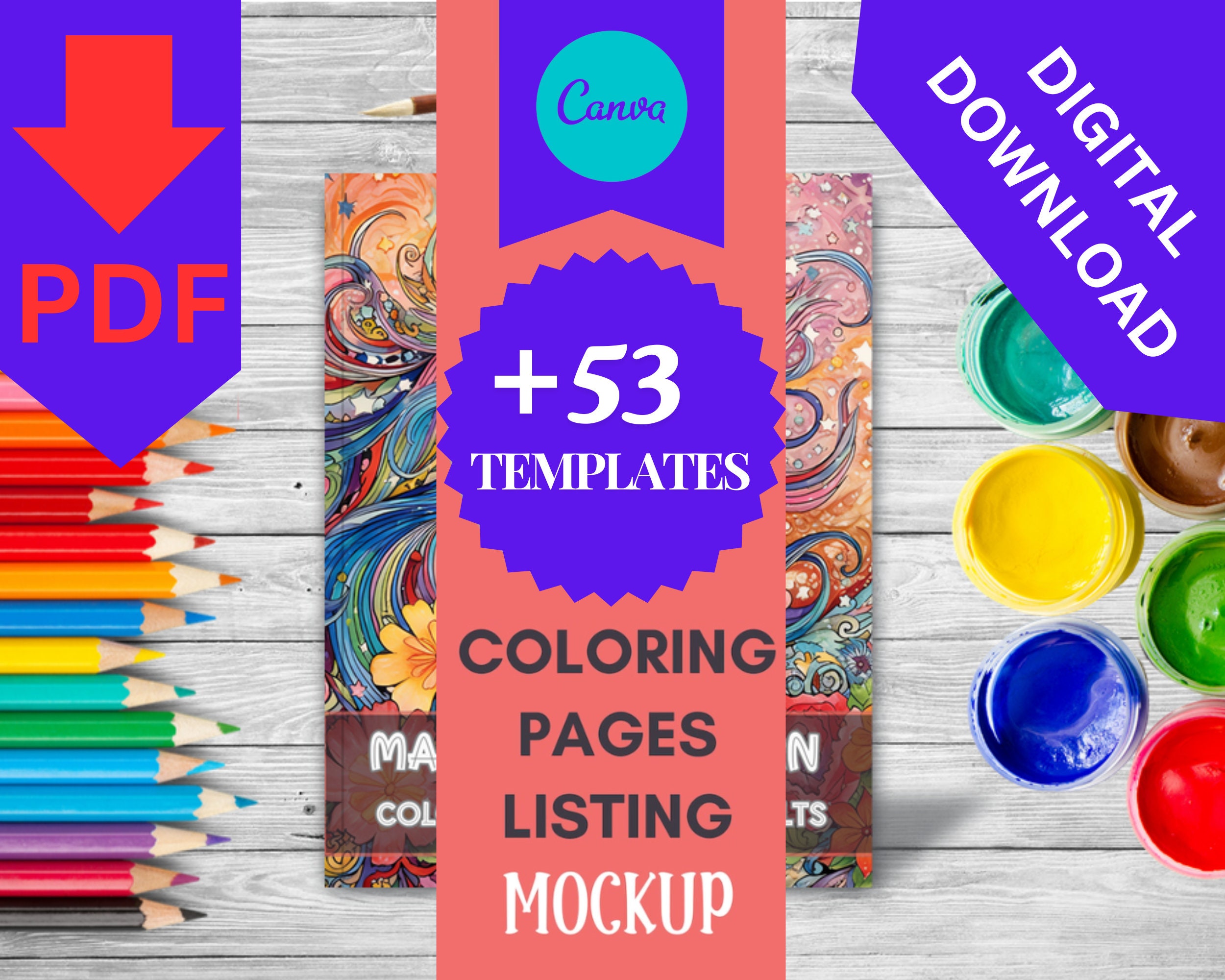 MRR Coloring Book Mockups, Picture Book Template, Canva Coloring Book ...
