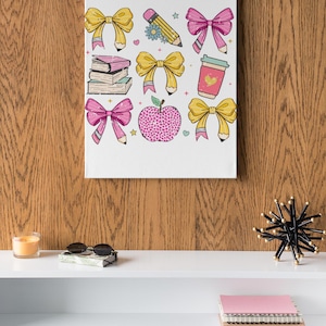 Teacher Coquette Bow PNG: Back to School Pencil Design (digital ...