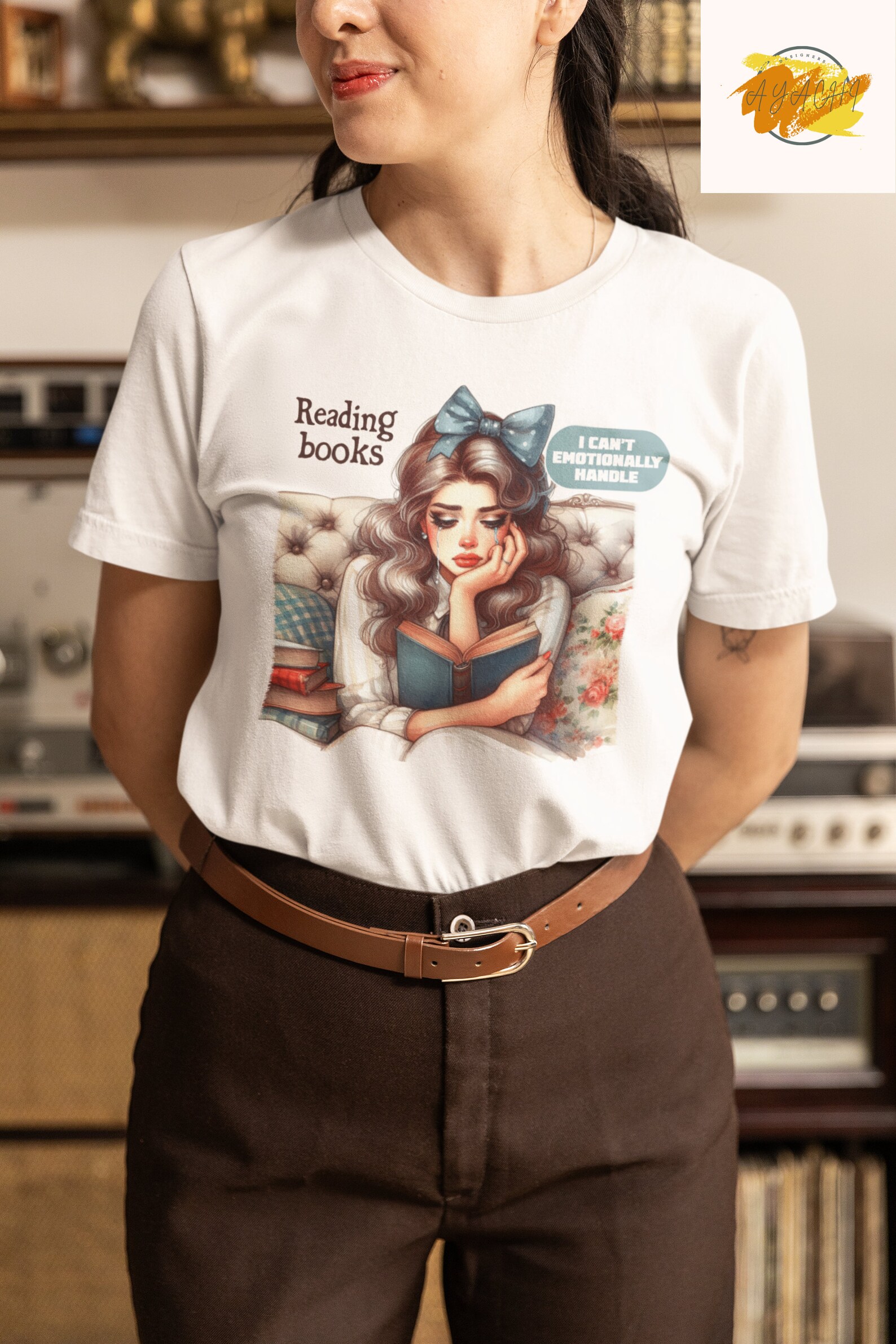 Sad Girl Reading Books PNG: Vintage Housewife Design (digital Download ...