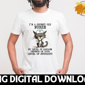 Grumpy Old Nurse Cat PNG: Funny Animal Lover Design (digital Download ...