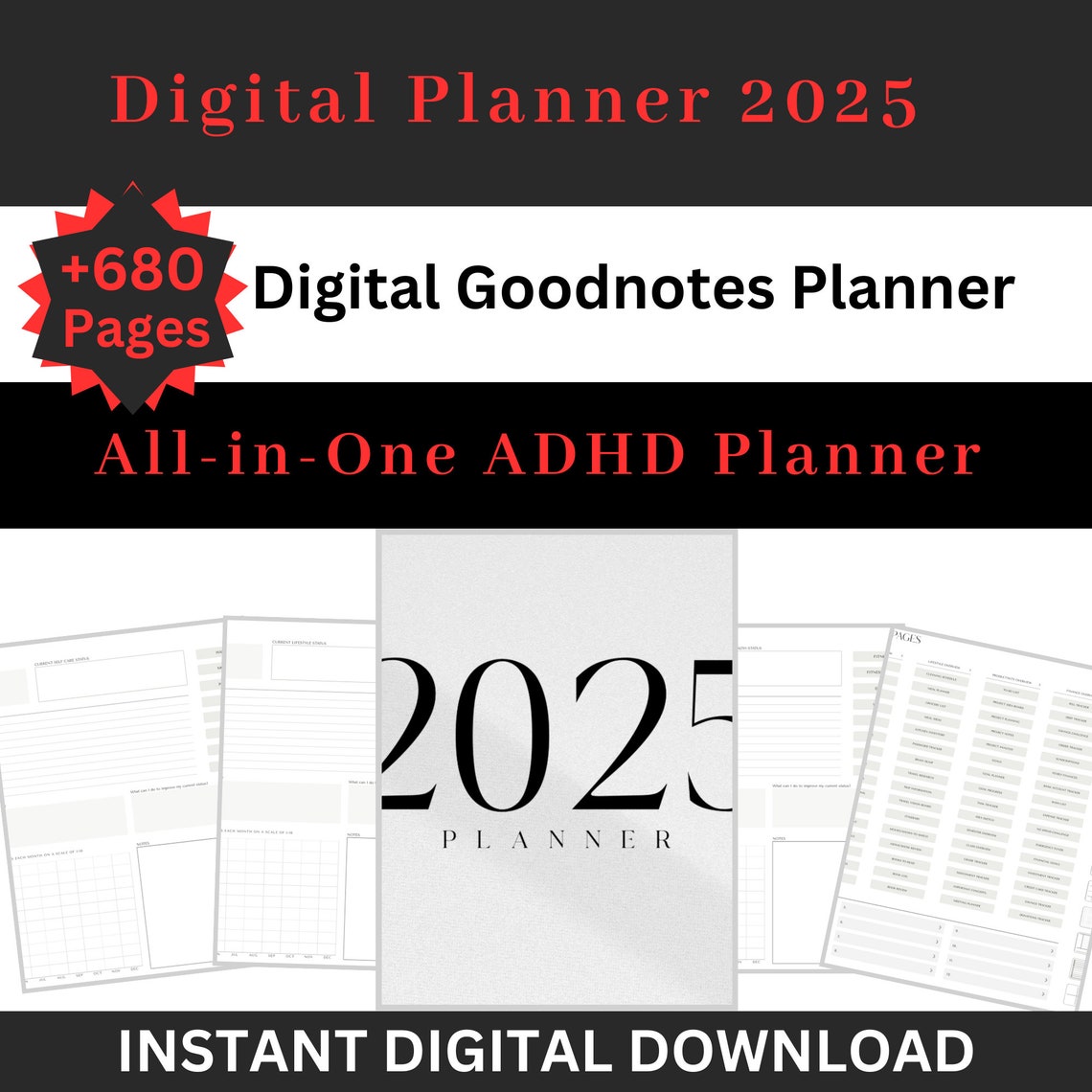 2025 Digital Planner BUNDLE, Digital Goodnotes Planner, ADHD Digital ...