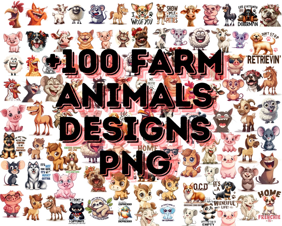 Farm Animals Bundle PNG - Watercolor Farm Animals Clipart Mega Bundle ...