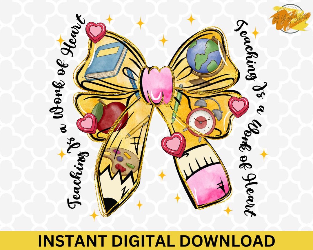 Teacher Valentine Pencil Bow PNG: Coquette Design (digital Download) - Etsy