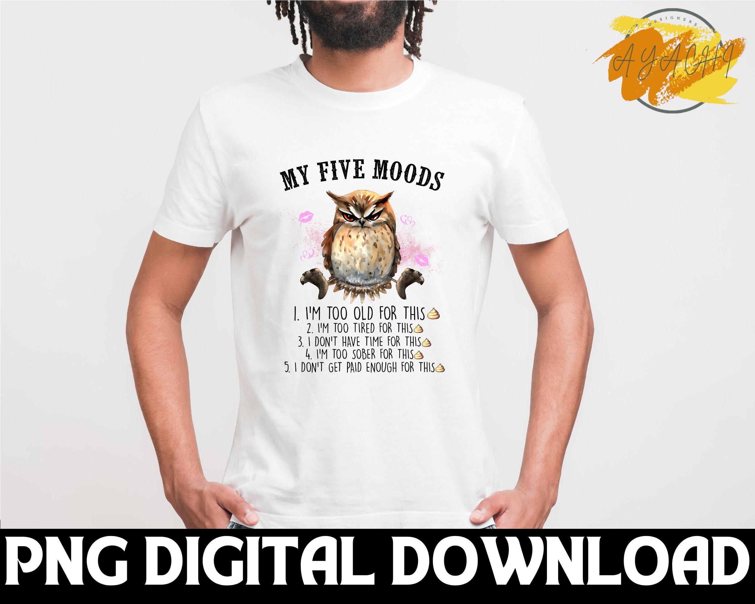 Funny Owl Five Moods PNG - Animal Lover Quote (digital Download) - Etsy
