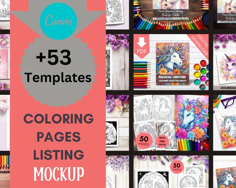 MRR Coloring Book Mockups, Picture Book Template, Canva Coloring Book ...