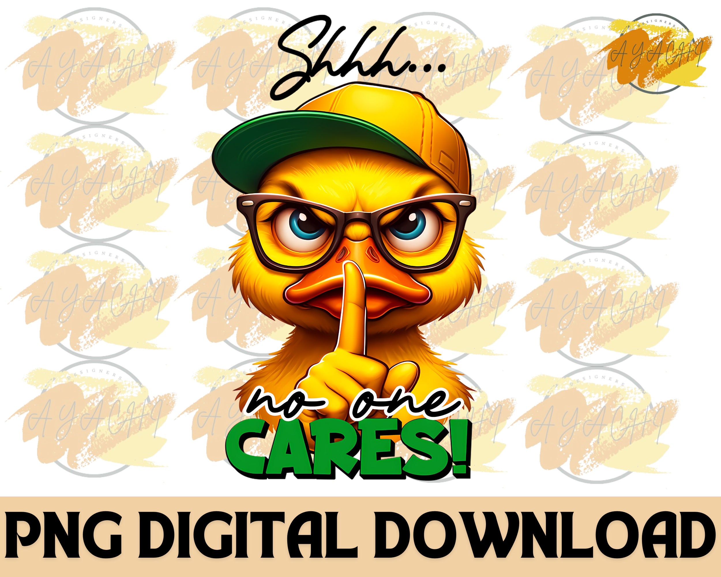 Shhh.. No One Cares PNG - Funny Duck Png , Grumpy Duck Print Png ...