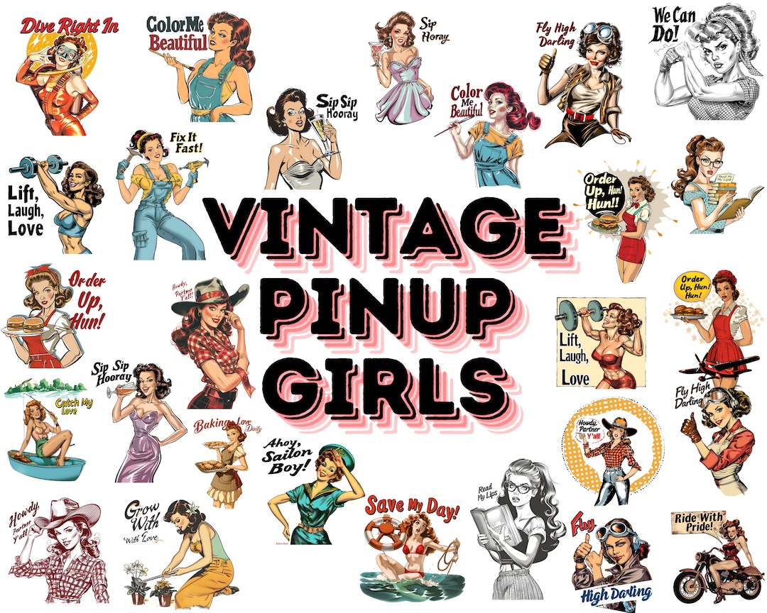 Retro Pin up Girls PNG Clipart Bundle (digital Download) - Etsy