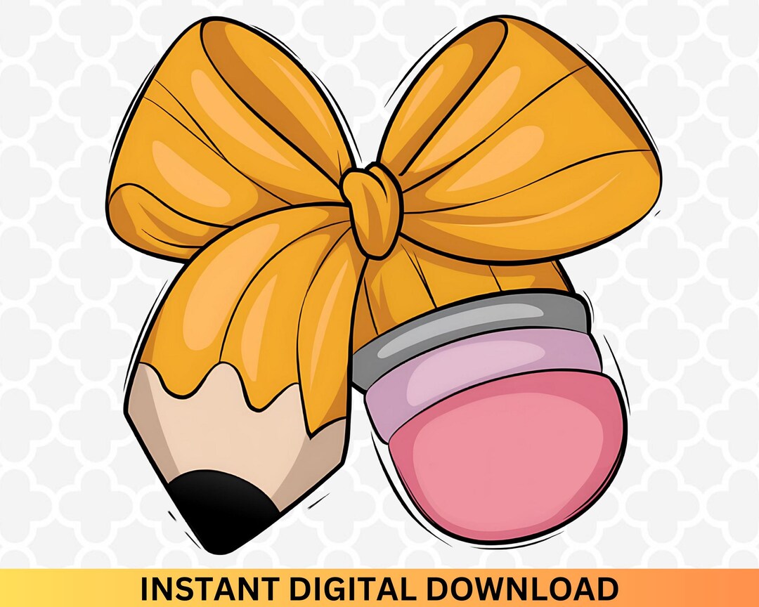 Teacher Pencil Coquette Bow PNG - Coquette Teacher Png, Coquette Bow ...