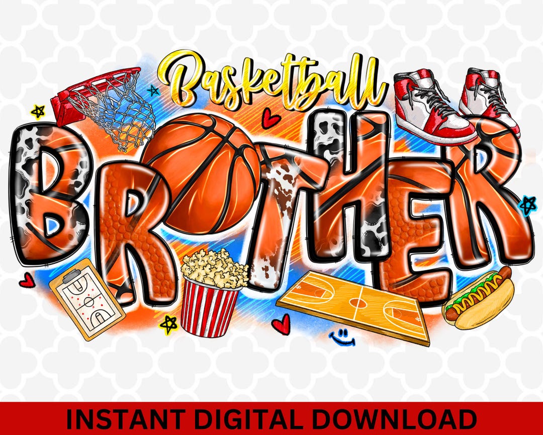Basketball Brother PNG - Basketball Game Day Png, Retro Basketball ...