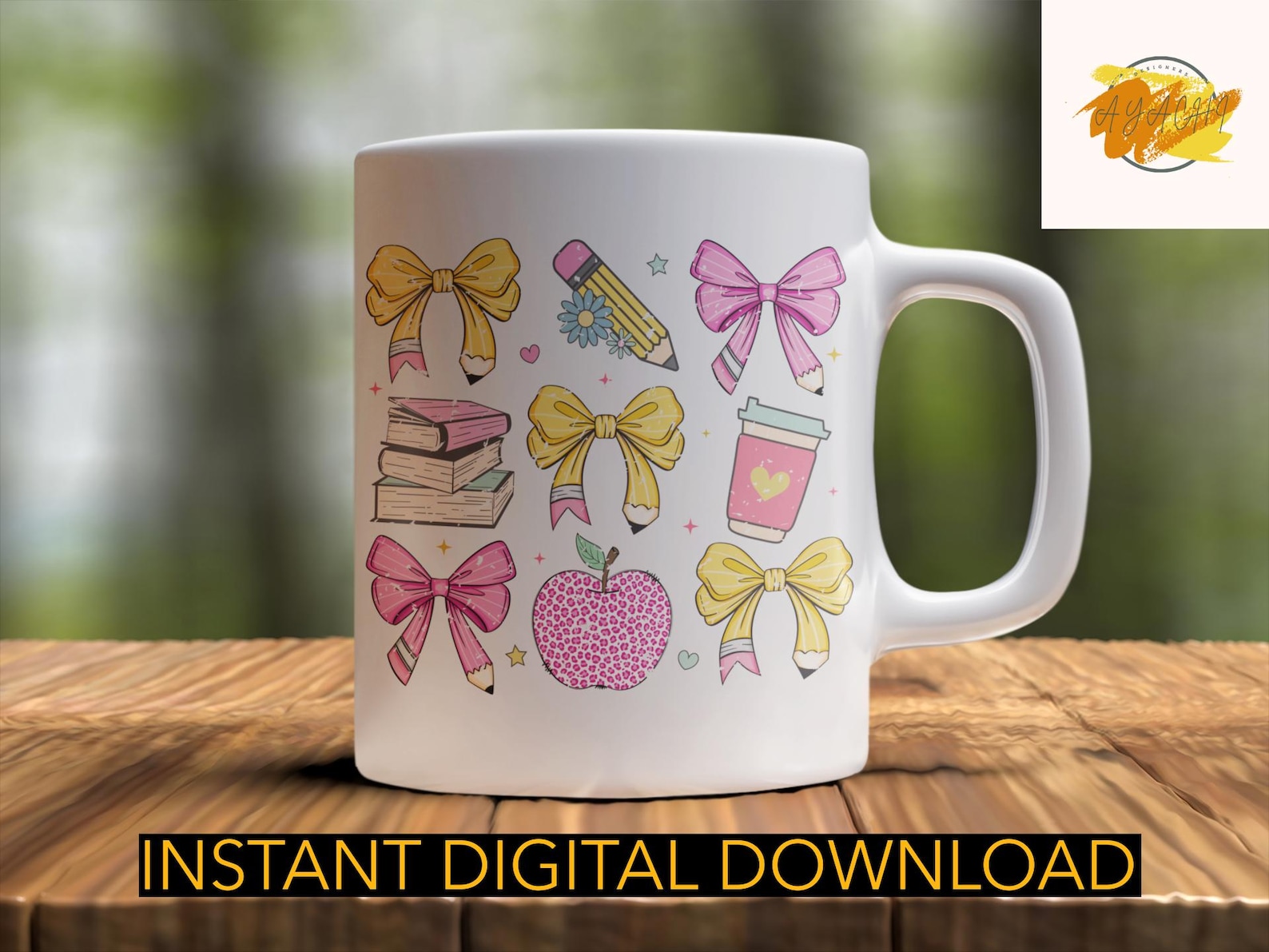 Teacher Coquette Bow PNG: Back to School Pencil Design (digital ...