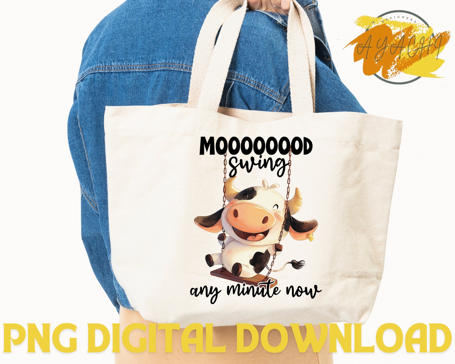 Funny Cow PNG: Watercolor Clipart, Sarcastic Quote (digital Download ...