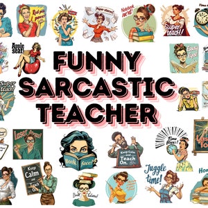 Funny Sarcastic Teacher Bundle PNG - Watercolor Teacher Sublimation ...