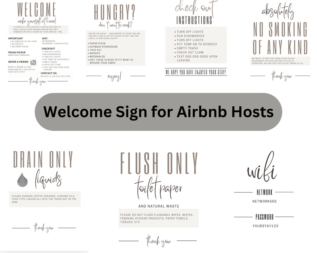 Airbnb Sign Template, Welcome Sign for Airbnb, Airbnb Welcome Book ...
