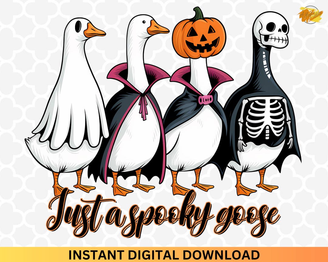 Spooky Goose PNG: Funny Skeleton Halloween Clipart (digital Download - Etsy