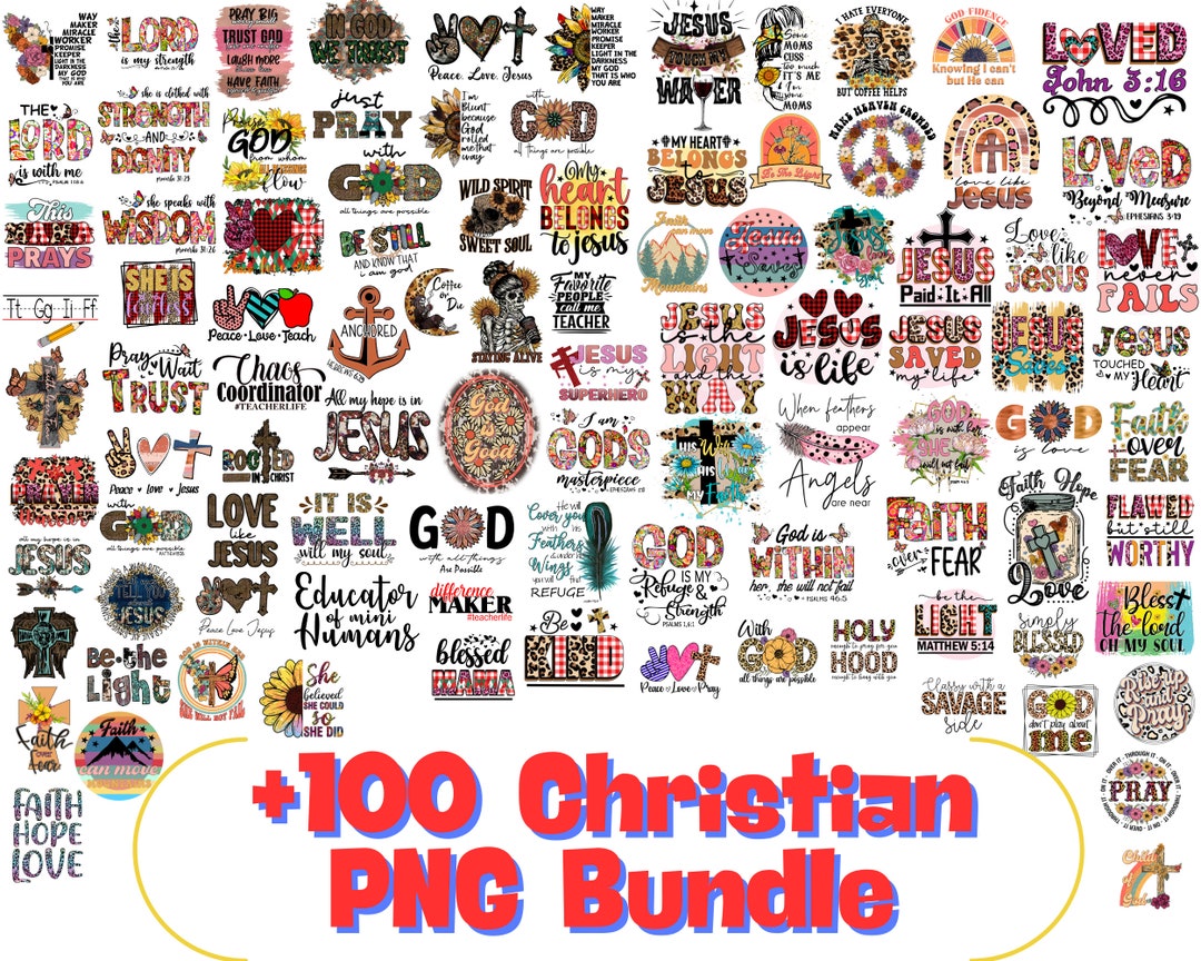Christian Designs PNG Bundle: Faith, Jesus, & More (digital Download ...