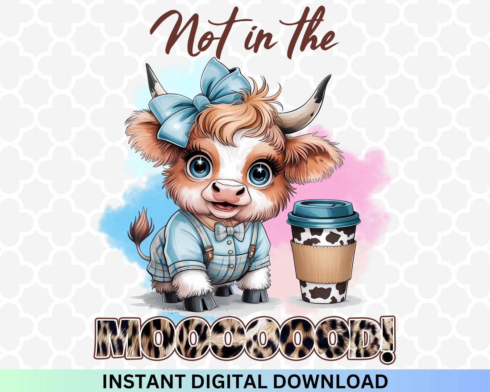 Funny Highland Cow PNG: Not in the Mood, Iced Coffee (digital Download ...