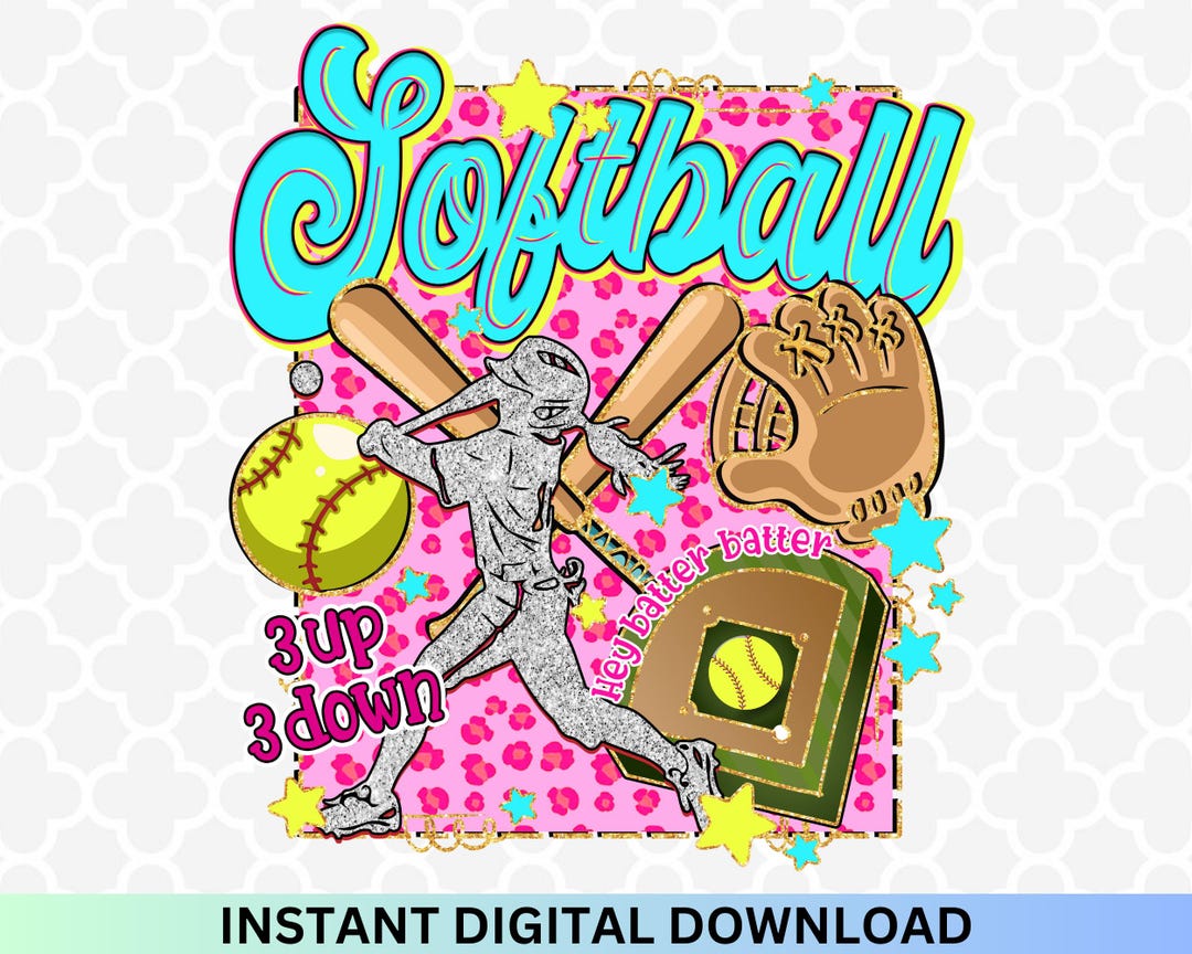 Glitter Softball PNG: Retro Game Day Design (digital Download) - Etsy