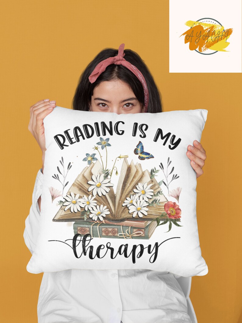 Reading is My Therapy Floral Book PNG: Sublimation Design (digital ...