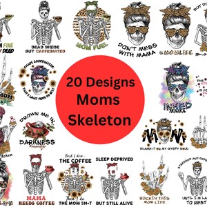 Mom Skull PNG Bundle: Funny Skeleton Designs (digital Download) - Etsy