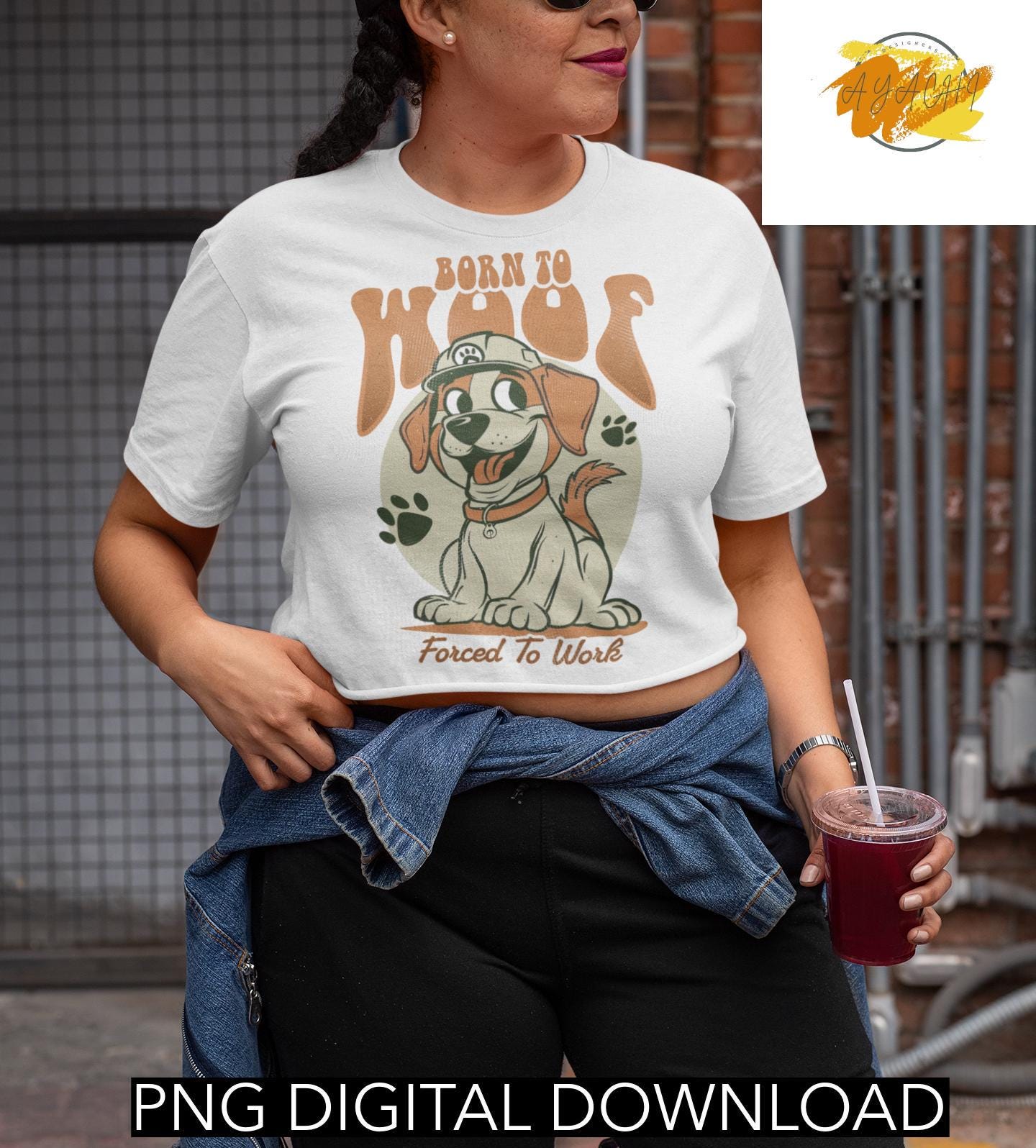Funny Dog Cartoon Clipart: Born to Woof PNG (digital Download) - Etsy
