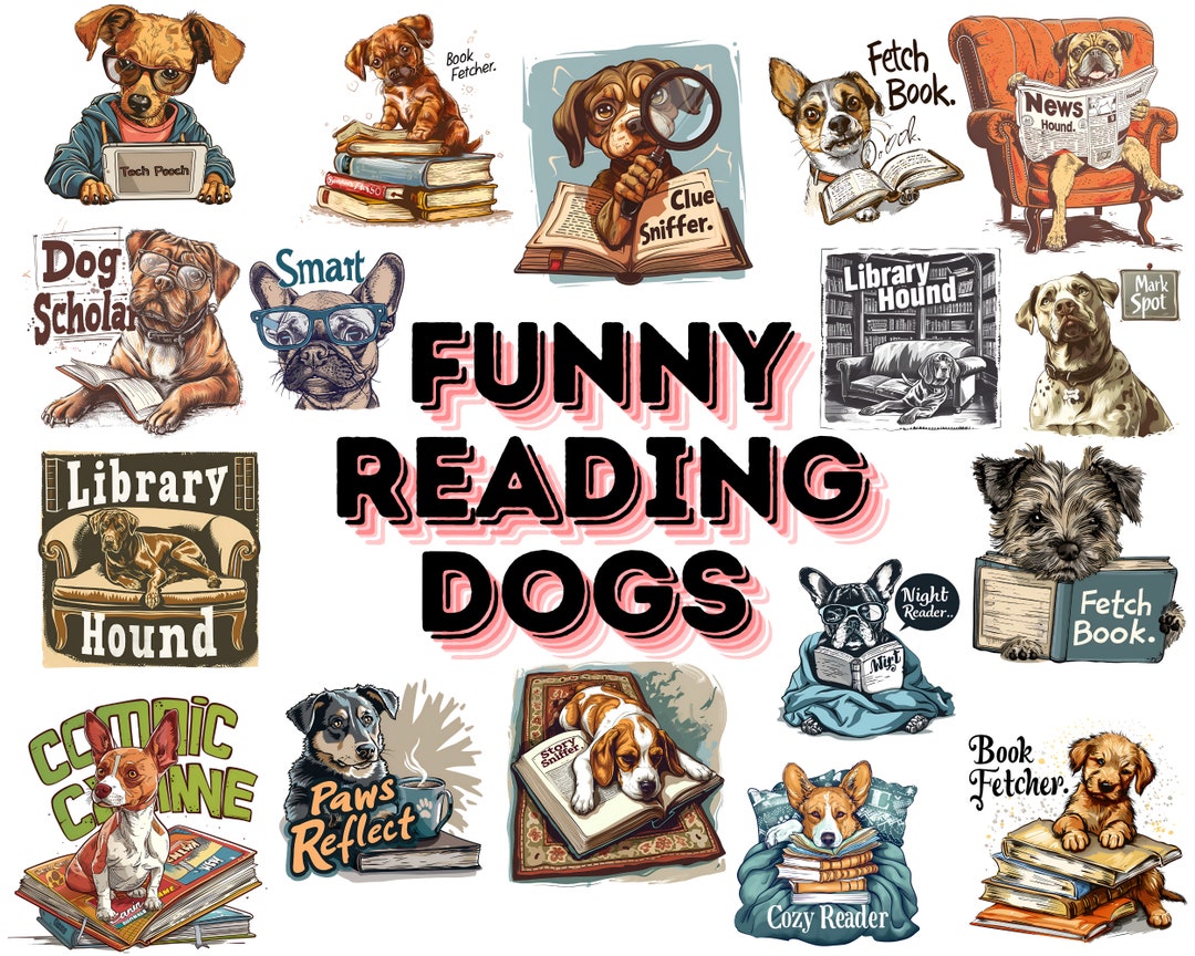 Funny Reading Dogs PNG - Funny Animals Clipart, Cute Reading Dogs Png ...