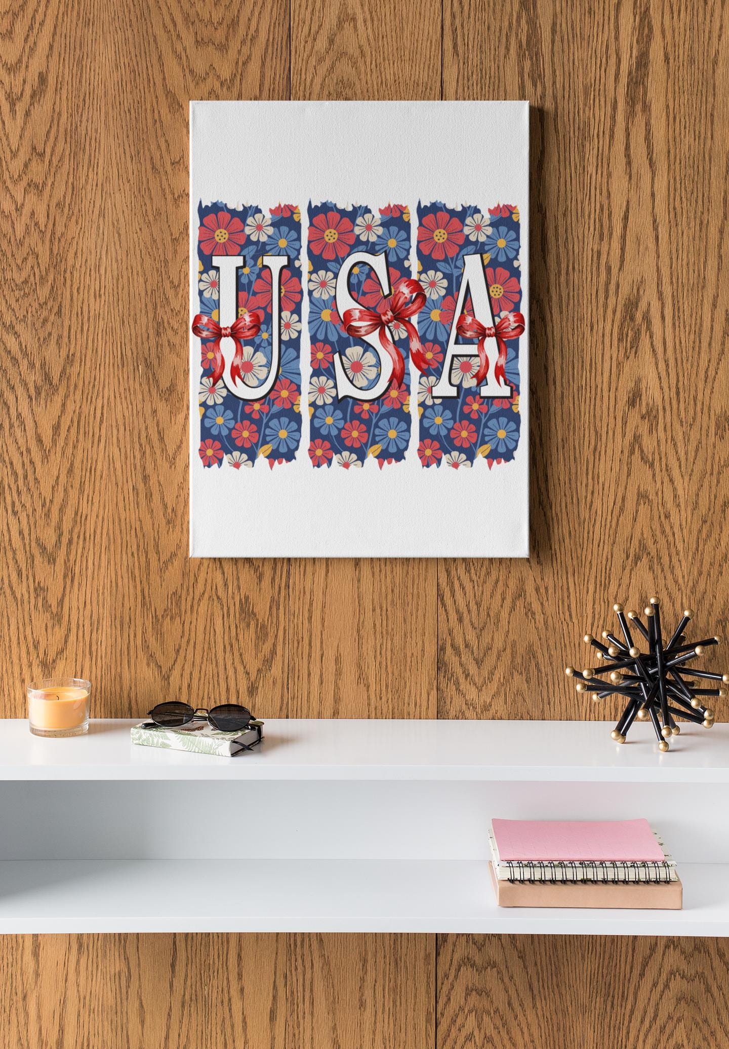 Floral USA PNG: Retro 4th of July Design (digital Download) - Etsy